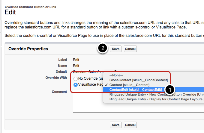 Create A Custom Edit Page And Set Visualforce Overrides — Skuid V13015 Documentation