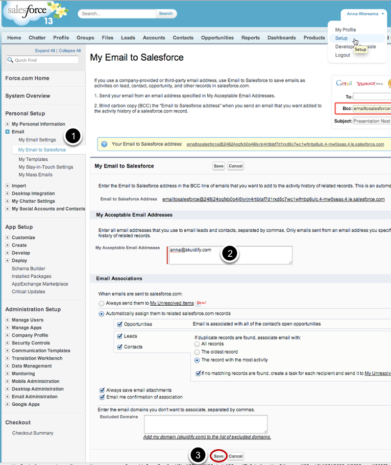 Add Gmail to Salesforce functionality in your email fields — Skuid v16.0.6 Documentation