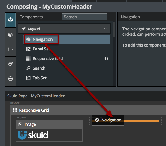Compose a Branded Header and Navigation — Skuid v16.1.6 Documentation